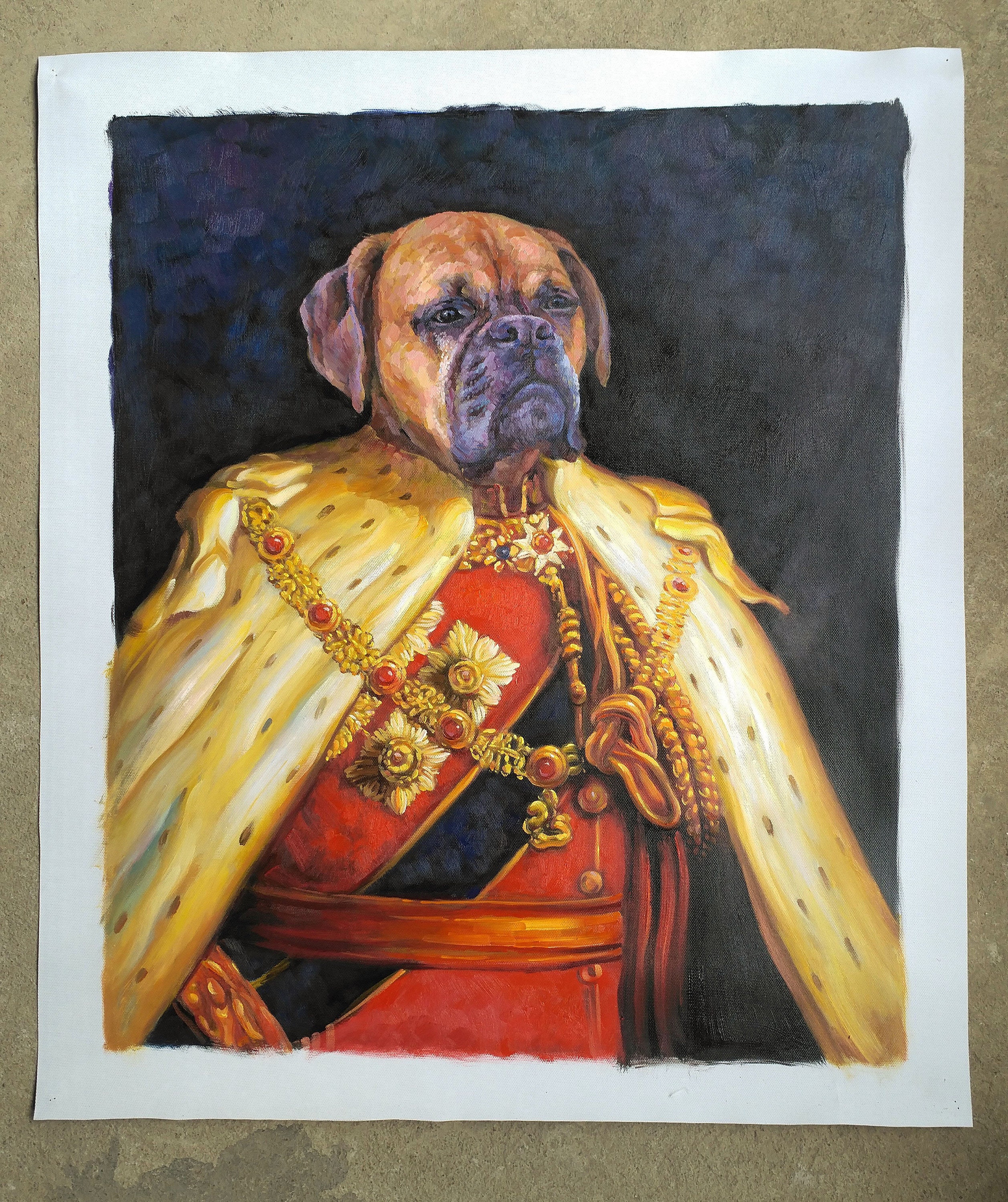 Hand Painted Custom Dog Portrait Oil Painting, Paint From Digital Image ...
