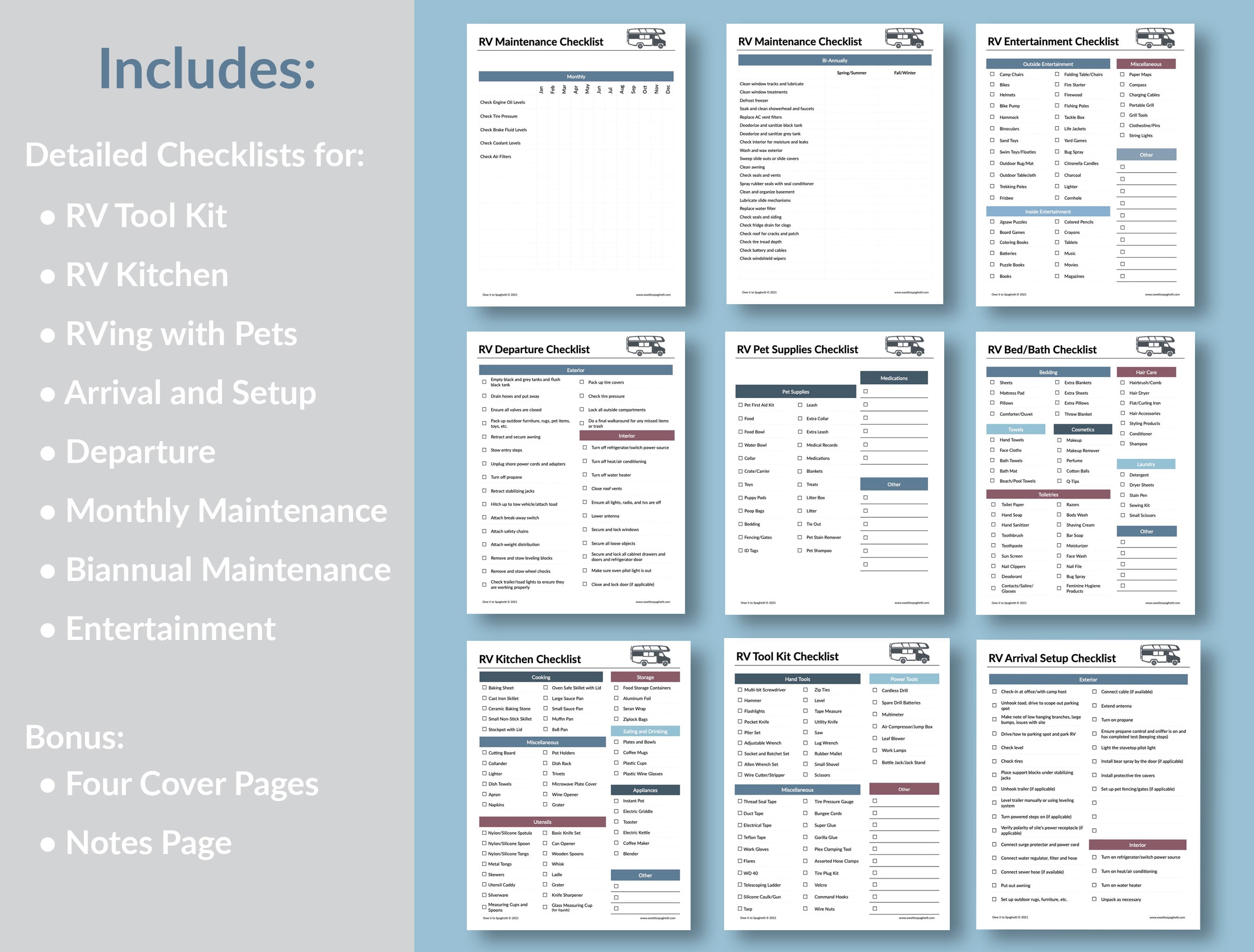 RV Printable Checklists | RV Planning | Camping Planning Checklist ...