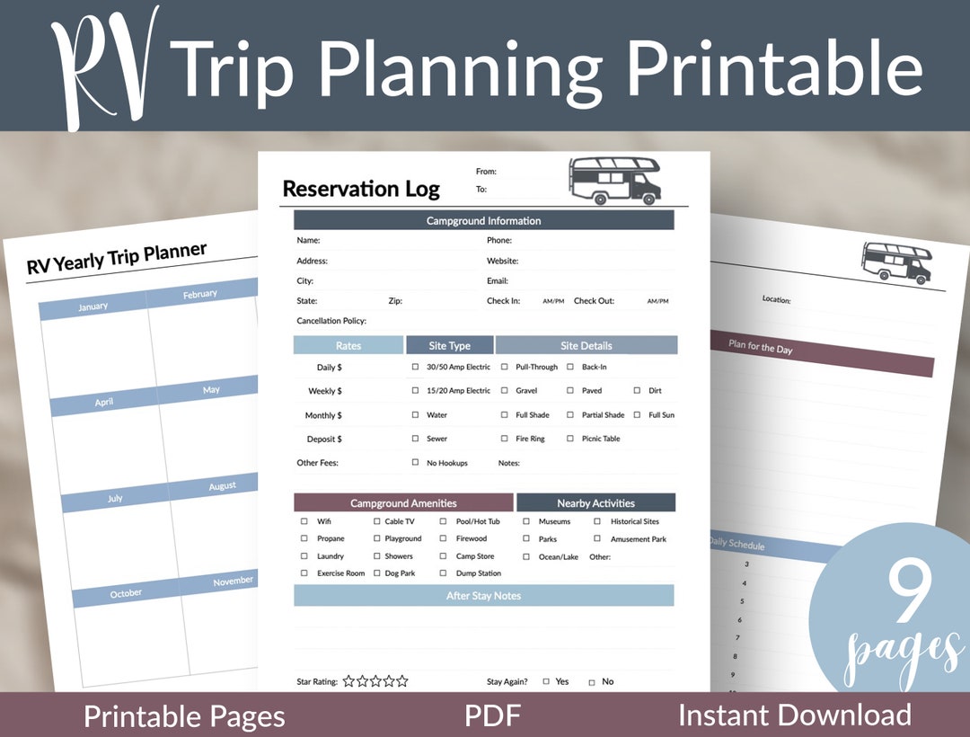 RV Printable Planner | Rv Trip Planner | Camping Planner | RV ...