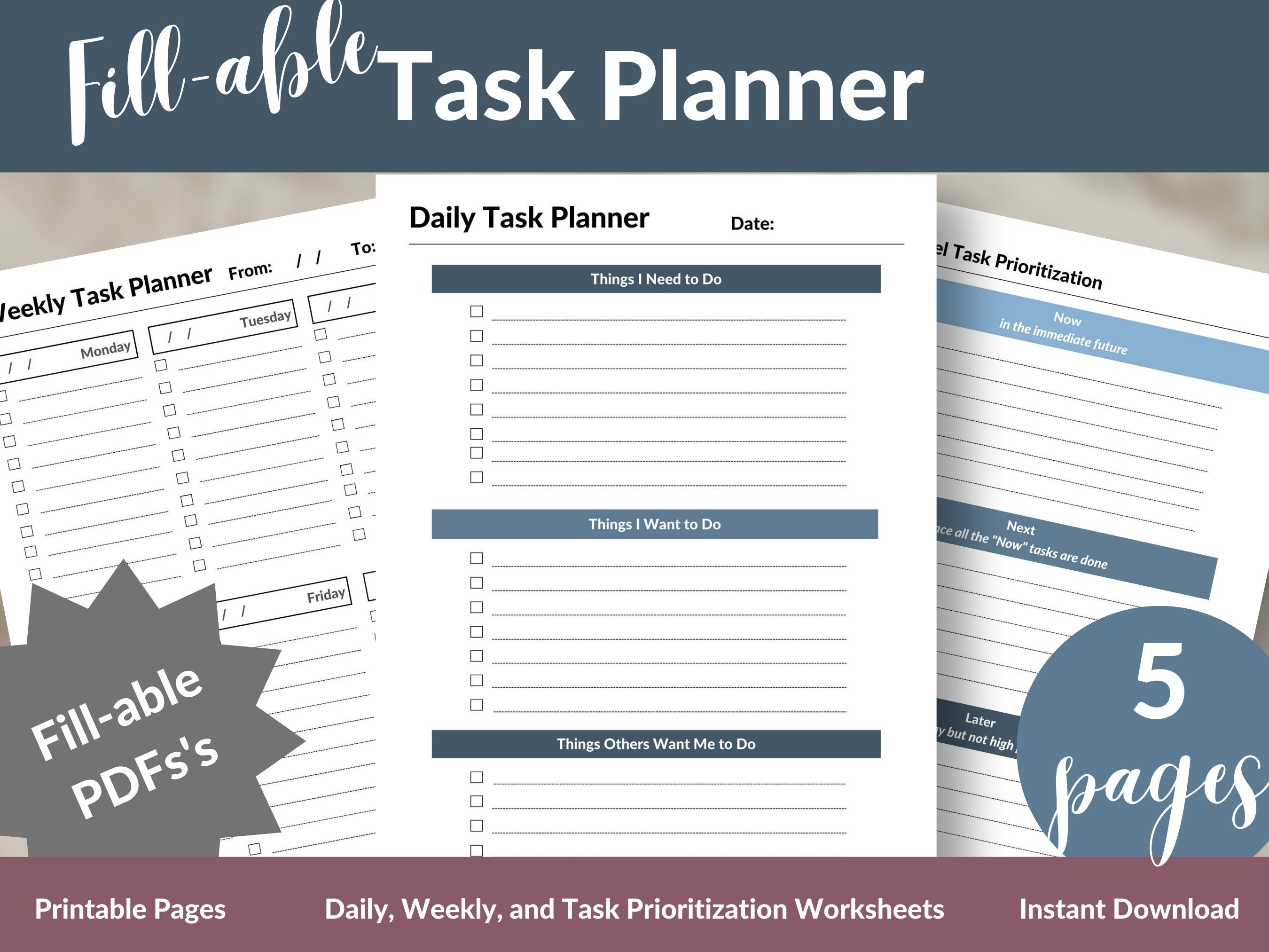 Daily Printable Planner Editable Planner Printable Planner - Etsy