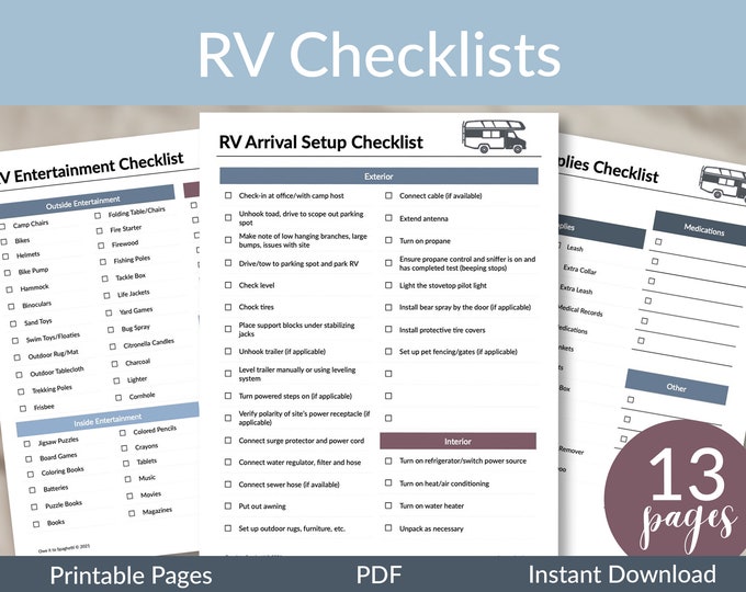 RV Printable Checklists RV Planning Camping Planning Checklist Camping ...