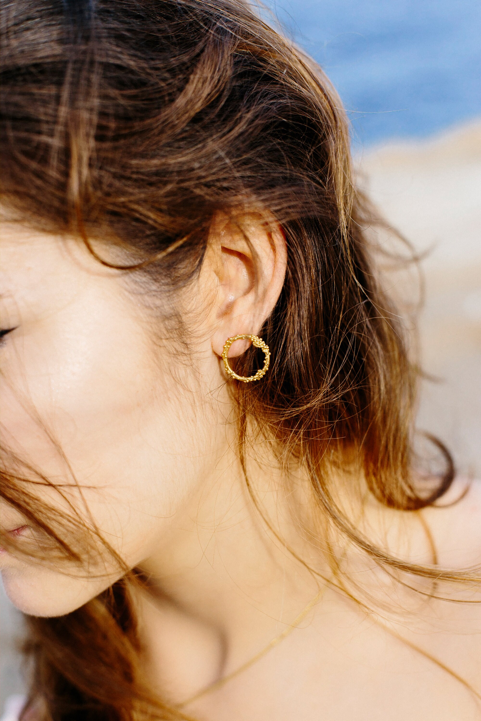 Coral Earrings, Circle Studs Gold, Studs Coral, Coral Studs, Dot Studs ...