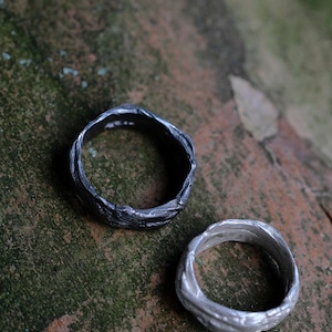 Herrenring Struktur Silber, Silberring Pflanzen, Ring Baumrinde, Herren ...