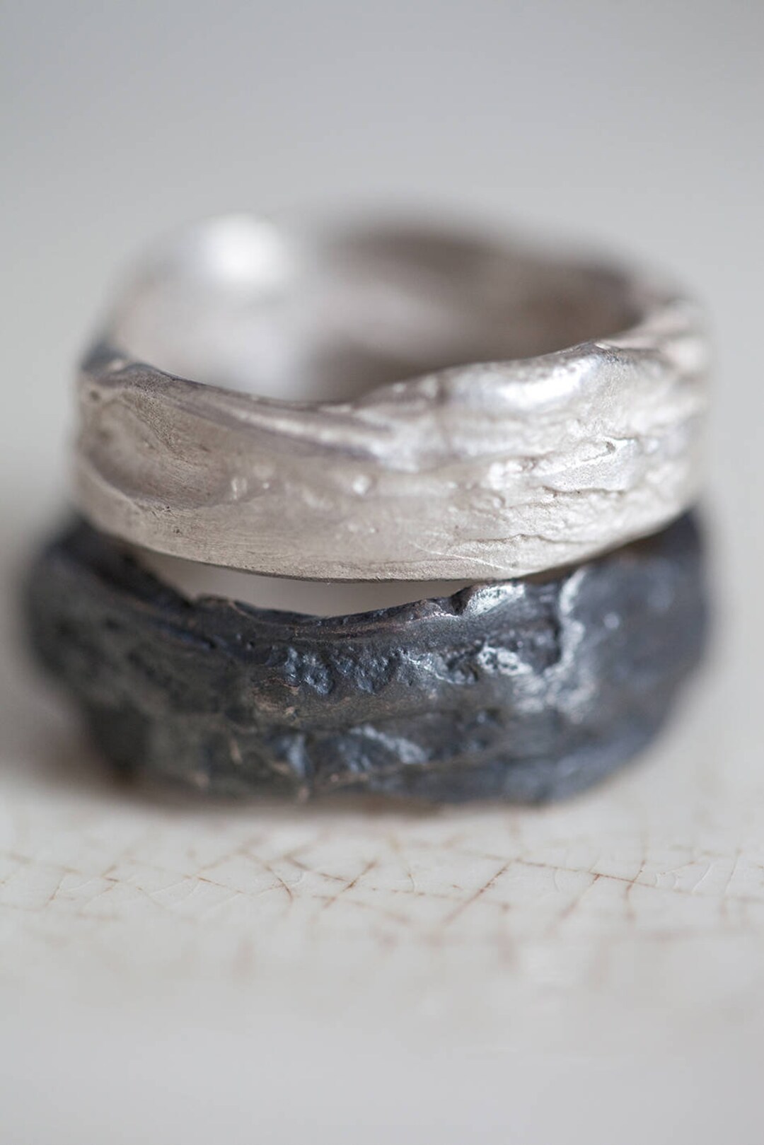 Herrenring Struktur Silber, Silberring Pflanzen, Ring Baumrinde, Herren ...