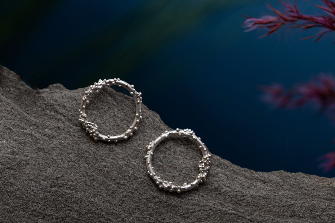 Coral Earrings, Circle Studs Granulation, Studs Coral, Coral Studs ...