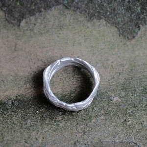 Herrenring Struktur Silber, Silberring Pflanzen, Ring Baumrinde, Herren ...