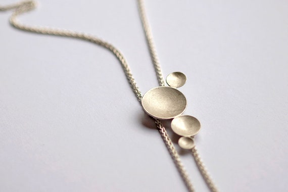 Circles Necklace adjustable silver Necklace delicate | Etsy