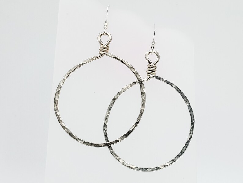 Silver Tone Round Hammered Wrapped Hoops in 6 Sizes - Etsy
