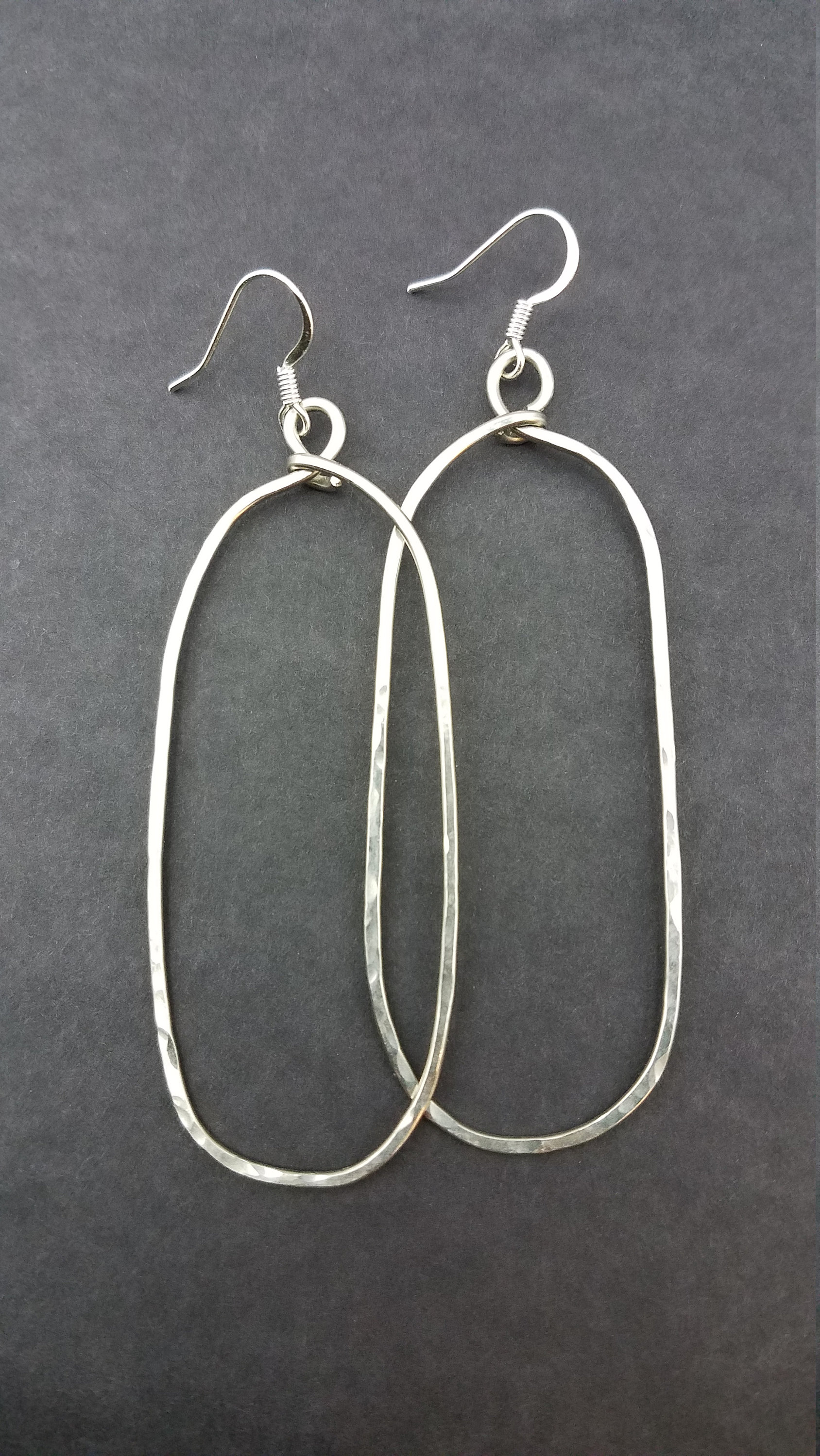 Silver Tone Long Oval Hoops | Etsy