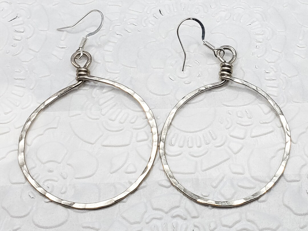 Silver Tone Round Hammered Wrapped Hoops in 6 Sizes - Etsy