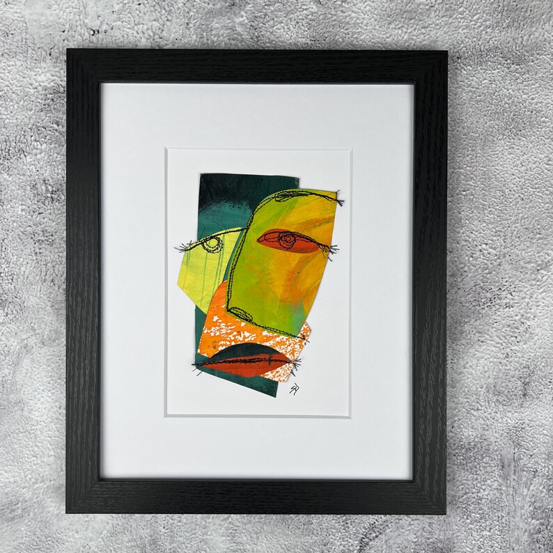 Original Abstract Face Collage Mixed Media Artwork 8x10 Framed ...