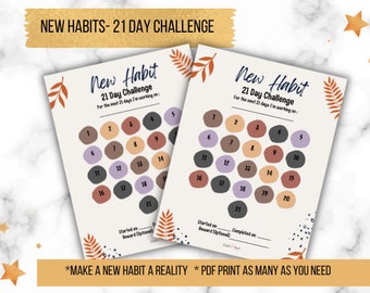 21 Day Challenge Printable, Track Your Habits, New Years Resolution - Etsy