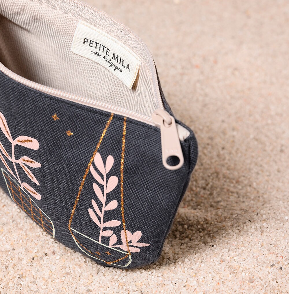 Small Gray Pencil Case With Botanical Motif - Etsy