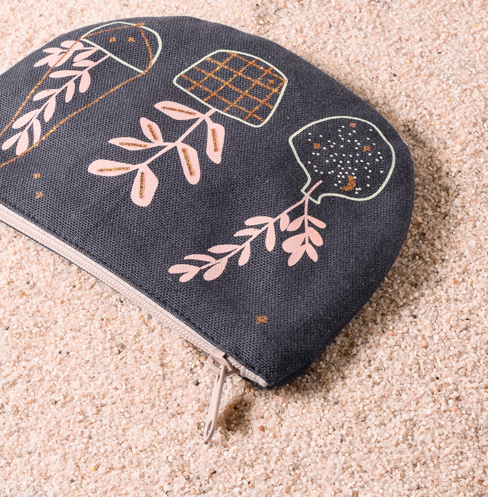 Small Gray Pencil Case With Botanical Motif - Etsy