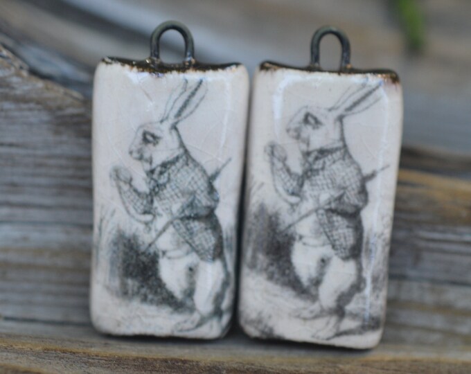 Peter Rabbit- Handmade Porcelain Picture Bead Pair - Etsy