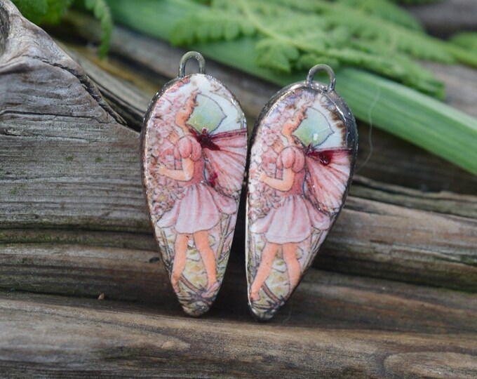 Cherry Fairy- Handmade Porcelain Picture Bead Pair - Etsy