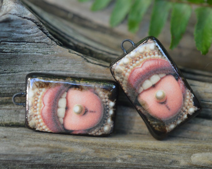 Pierced Tongue Handmade Porcelain Picture Bead Pair - Etsy