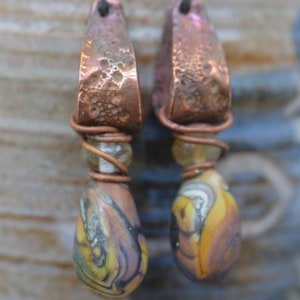 Urchin Handmade Boho PMC Copper & Lampwork Glass Earrings - Etsy