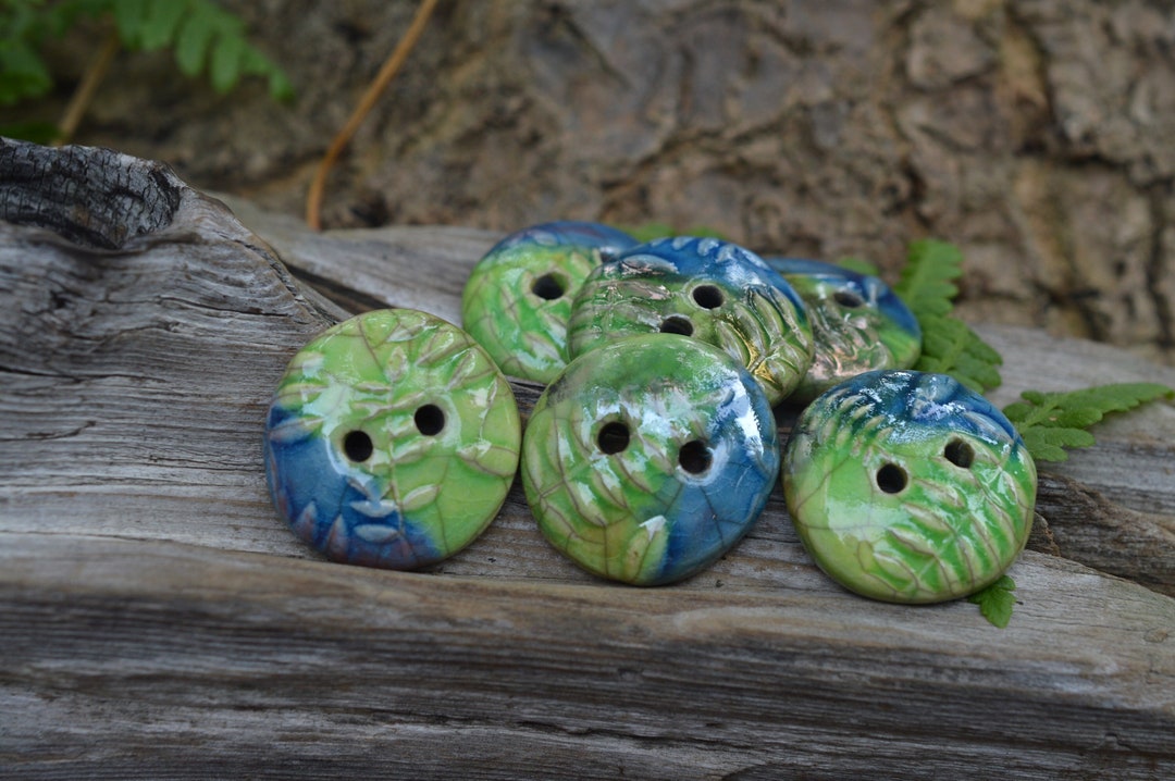 Ferns- Handmade Porcelain Raku Button Set - Etsy