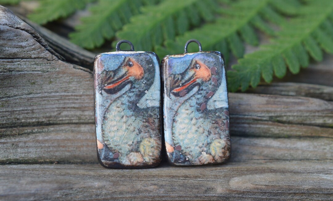Dodo Bird- Handmade Porcelain Picture Bead Pair - Etsy