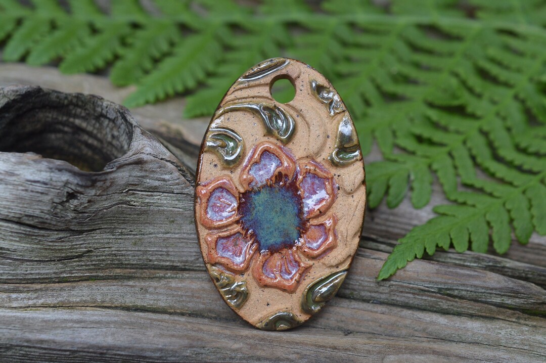 Tooled Leather - Earthy Handmade Stoneware Focal Bead - Etsy