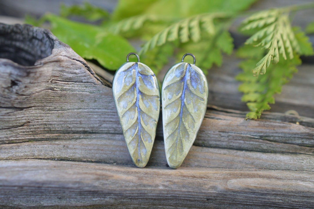 Asparagus Fern- Handmade Porcelain Bead Pair - Etsy