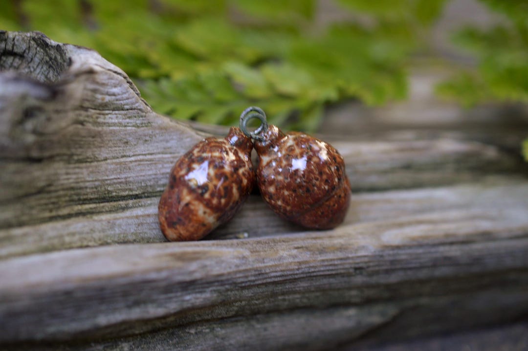 Acorns - Handmade Stoneware Bead Pair - Etsy