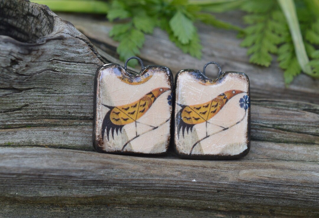 Japanese Quail- Handmade Porcelain Picture Bead Pair - Etsy