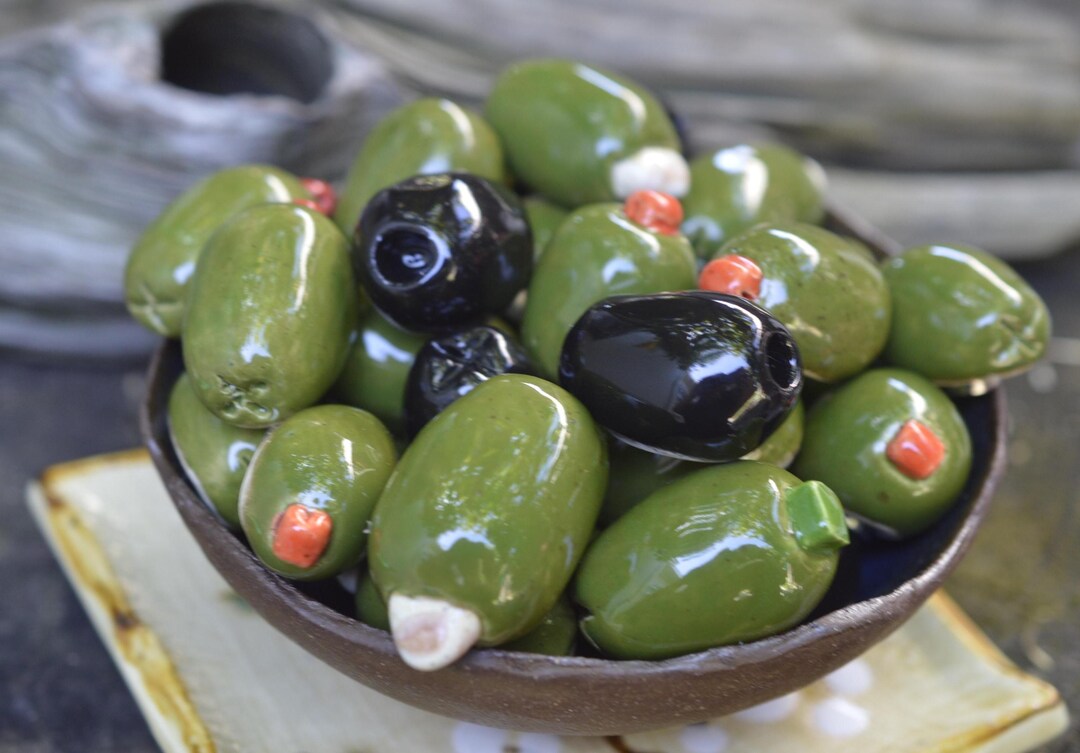 Stuffed Olives- Handmade Stoneware Assorted Olive Magnet Pair - Etsy