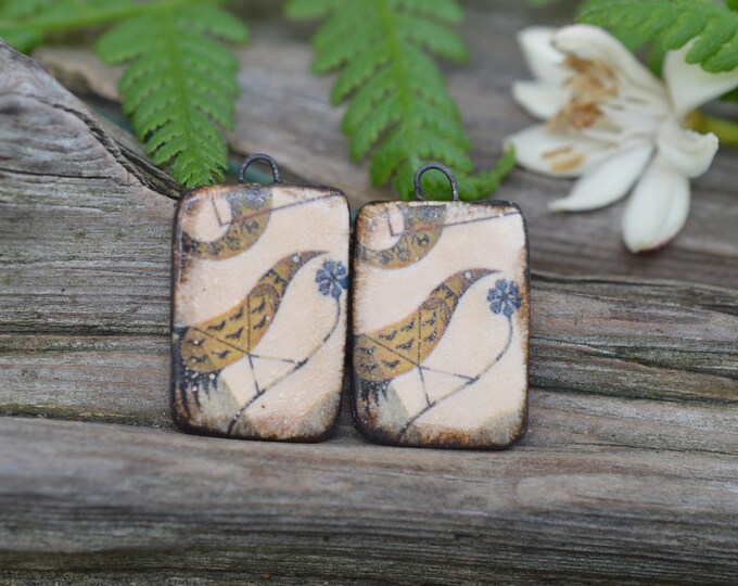 Japanese Quail- Handmade Porcelain Picture Bead Pair - Etsy