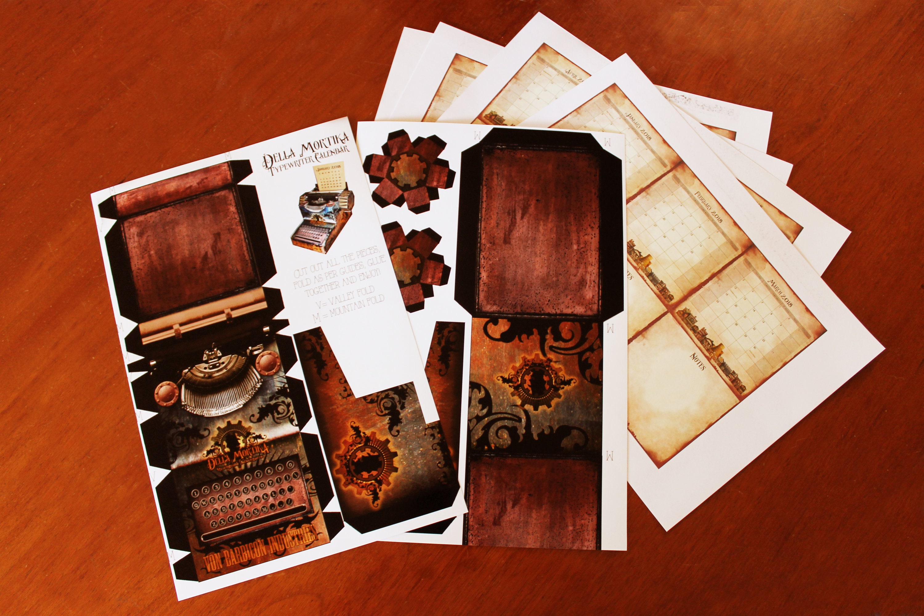 Steampunk Typewriter Calendar - Kit for a Paper Craft Calendar in a ...