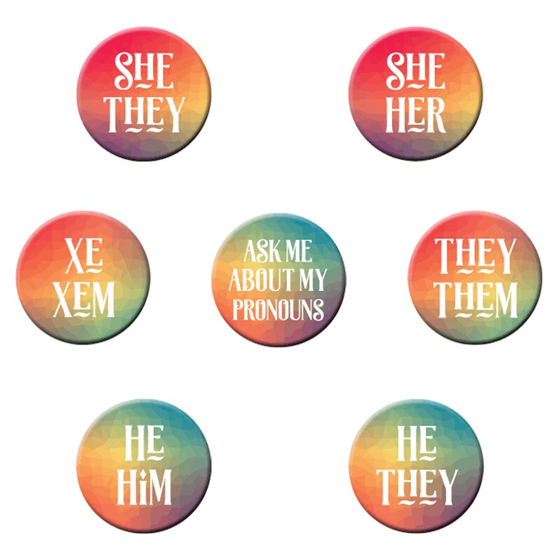 Pronoun Pins Set of 2 They Them He Him She Her Xe Xem He | Etsy