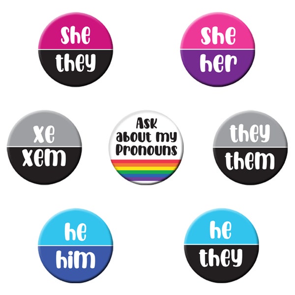 Pronoun Pins - Etsy