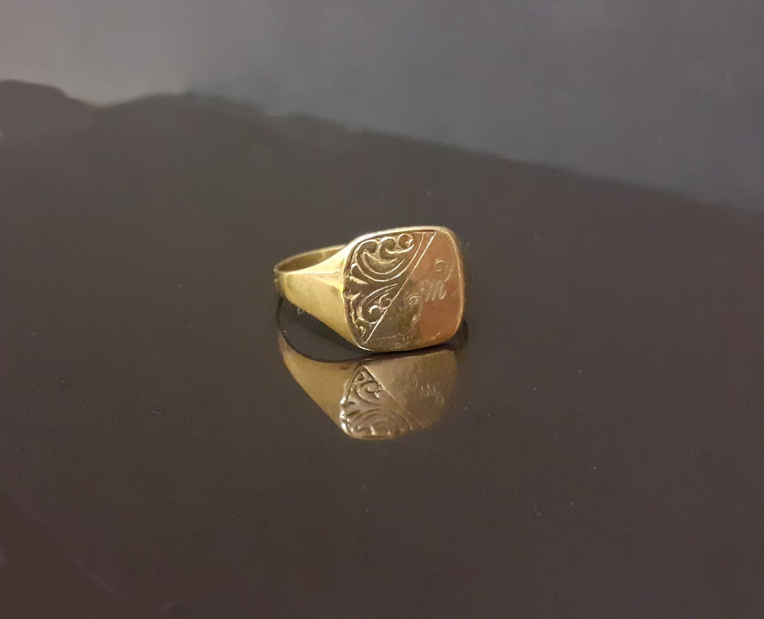 9 Carat Solid Hallmarked Gold Signet Ring UK S USA 9 Weighs 2.3 G - Etsy