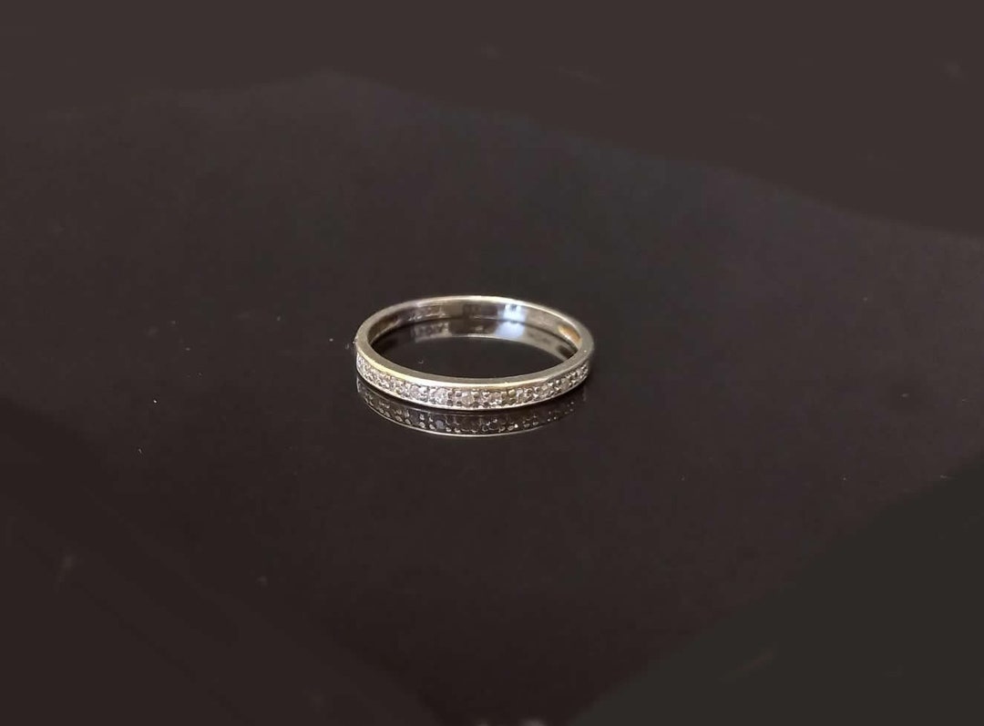 9 Carat Hallmarked White Gold Diamond Ring Size UK M USA 6 1/4 - Etsy