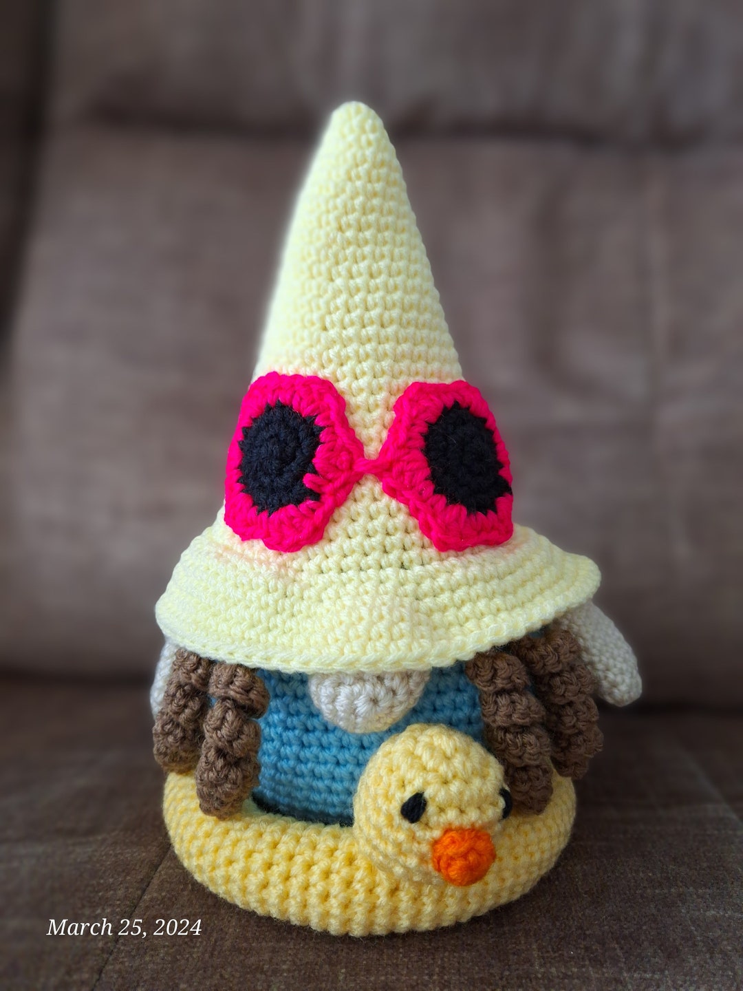 Beachy Gnome With Duck Head Float, Crocheted Gnome, Spring Gnome, Home ...