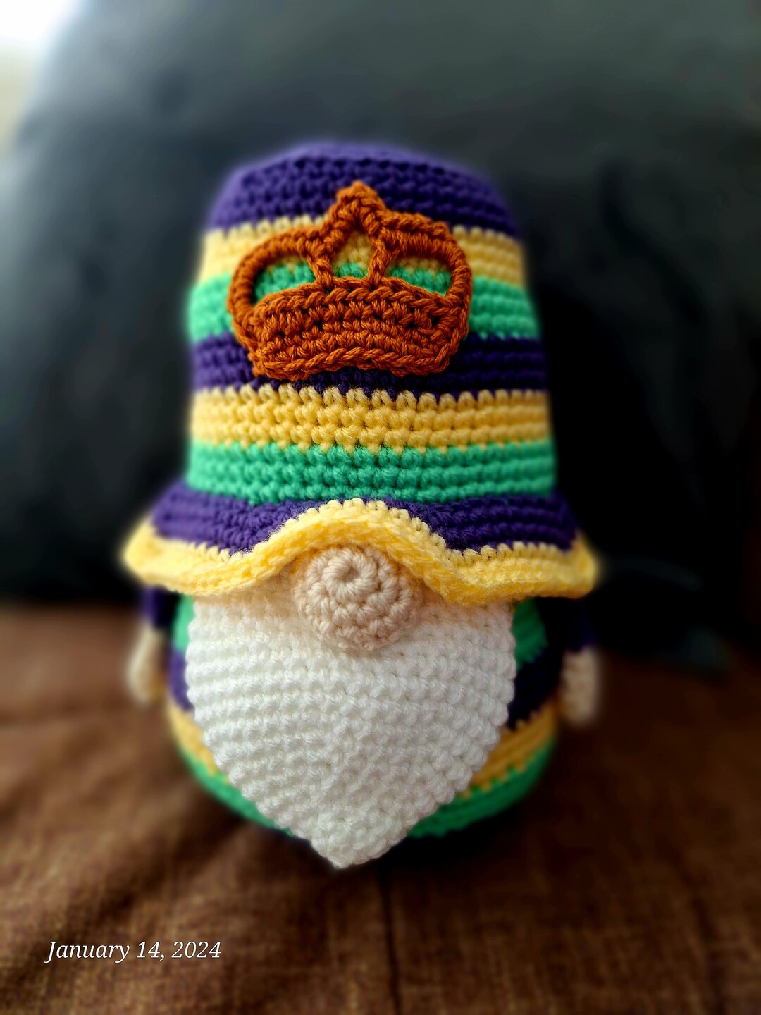 Mardi Gras Gnome, Mardi Gras Decor, Home Decor, Crochet Gnome - Etsy