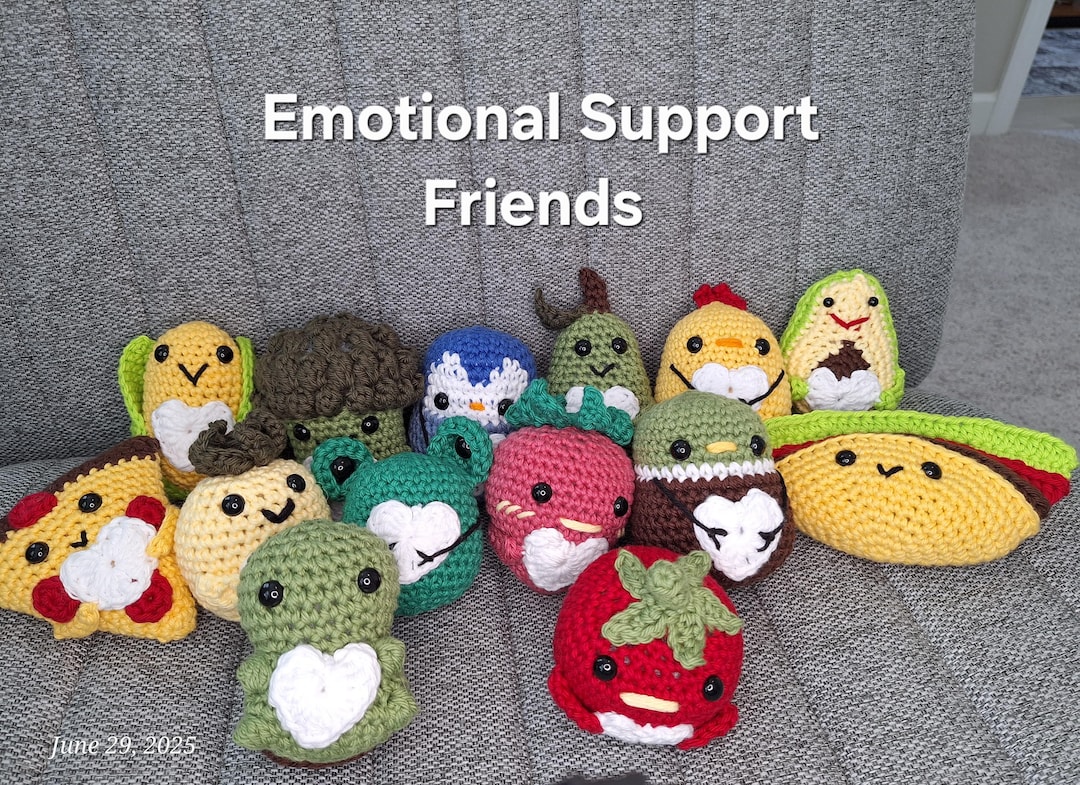 Emotional Support Friends, Handmade Comfort Gift, Crocheted Pocket ...
