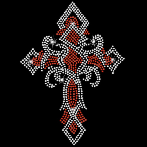 Rhinestone Transfer Only Twisted Cross Iron-on | Etsy