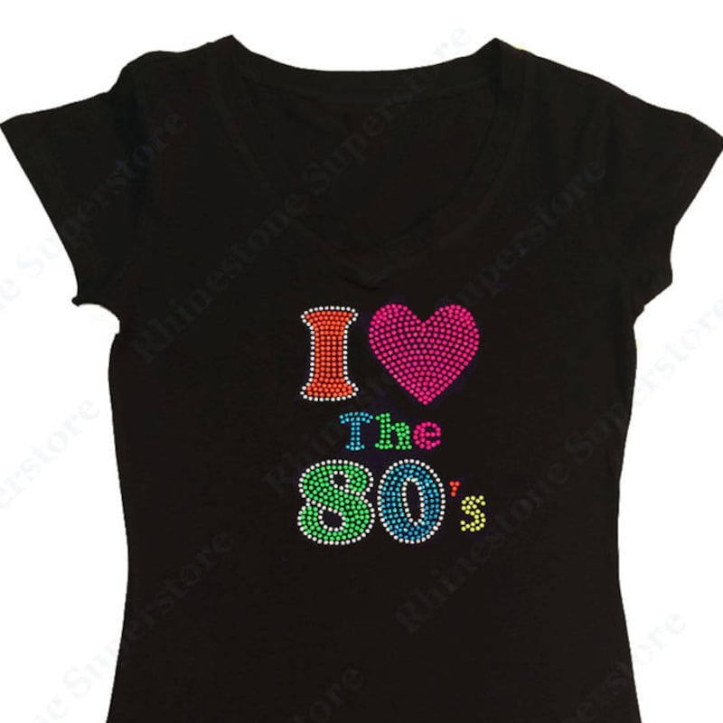80s Rhinestone Tshirt - Etsy