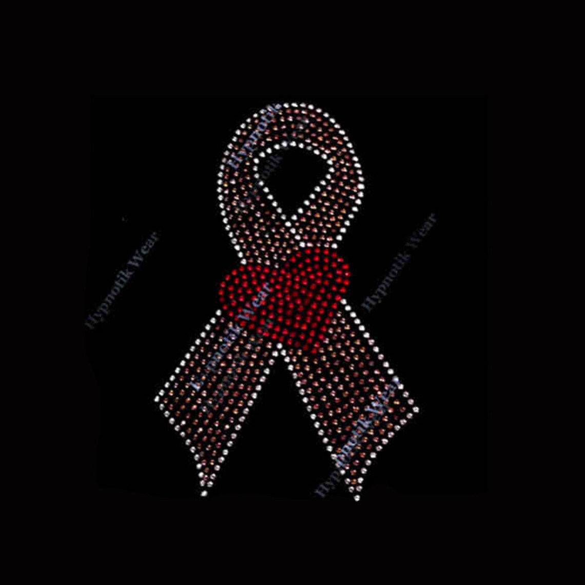 Rhinestone Transfer Cancer Ribbon With Red Heart - Etsy