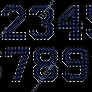Rhinestone Transfer " Numbers 0 1 2 3 4 5 6 7 8 9 0 " Iron On, 6", Pick ...