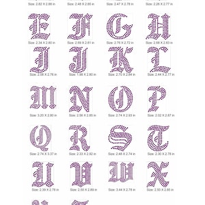 Rhinestone Transfer of " Old English Letters " You Choose the Letters ...