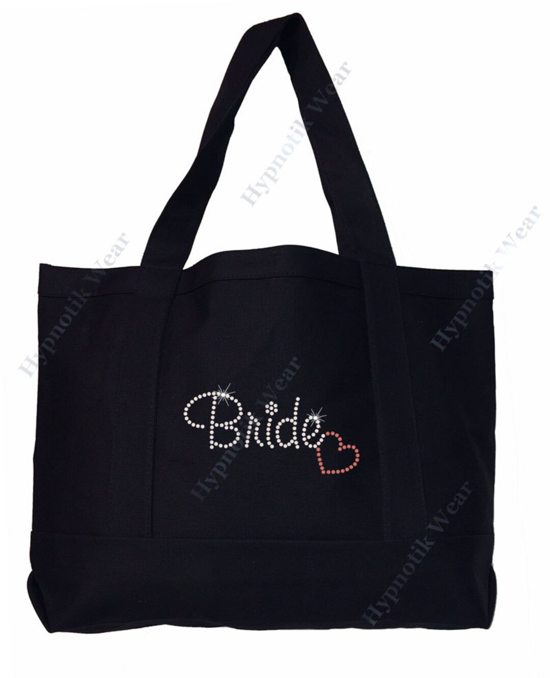 Rhinestone Sturdy Tote Bag With Zipper & Front Pocket " Bride With ...