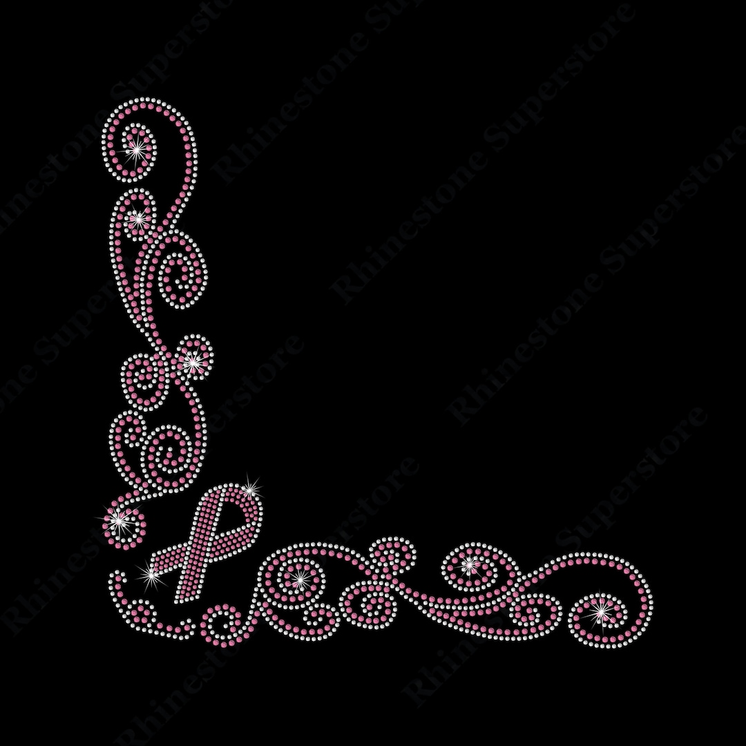 Rhinestone Transfer" Cancer Ribbon Decorative Rhinestone Bling" Saddle ...