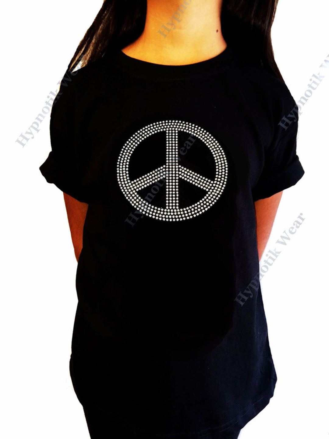 Girls Rhinestone T-shirt " Crystal Peace Sign " in Sizes 3 to 14 ...