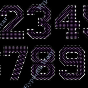 Rhinestone Transfer " Numbers 0 1 2 3 4 5 6 7 8 9 0 " Iron On, 6", Pick ...