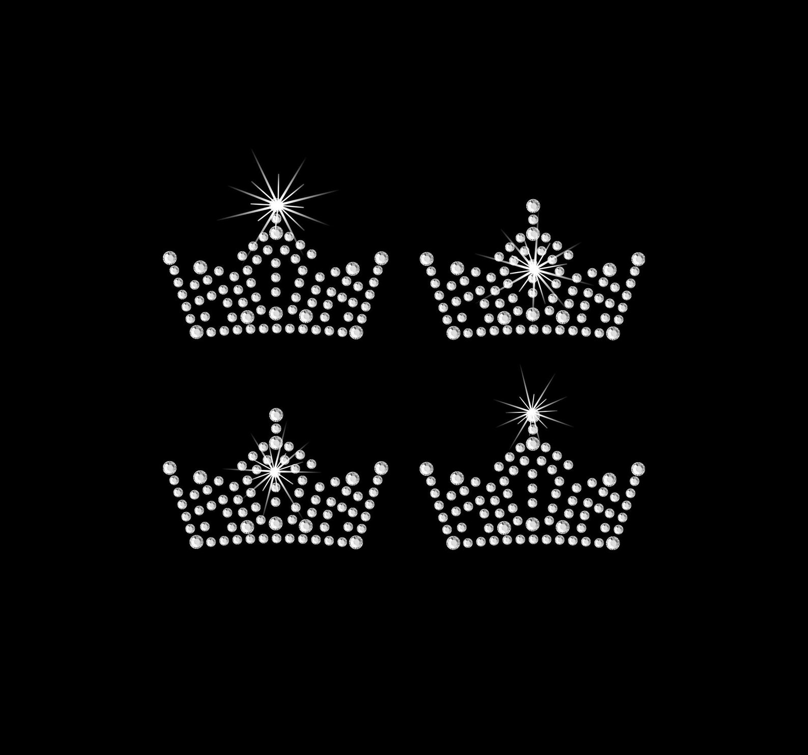 Rhinestone Transfer " New Crystal Mini Crown " 4 Pcs. Iron On,transfer ...