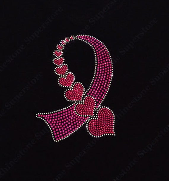 Rhinestone Transfer Heart Cancer Ribbon Iron On | Etsy