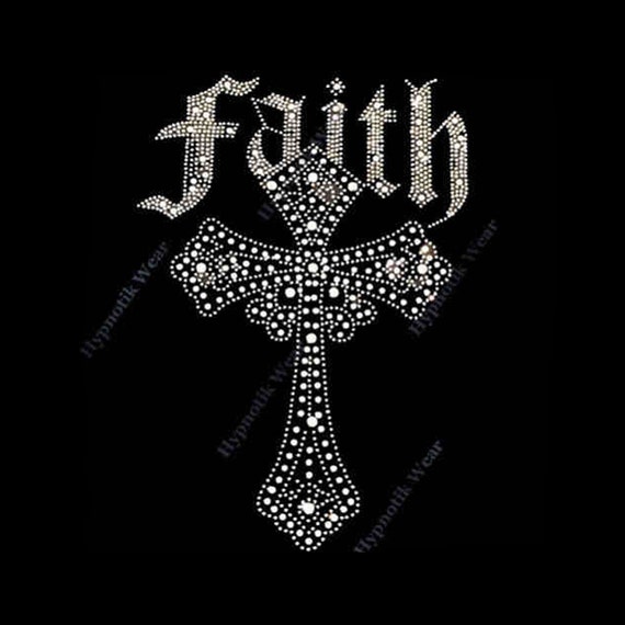Rhinestone Transfer Faith Cross All Crystal or - Etsy